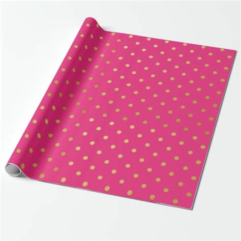 Gold Foil Polka Dots Modern Hot Pink Metallic Wrapping Paper Zazzle