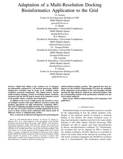 pdf adaptation of a multi resolution docking bioinformatics application to the grid
