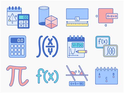 Math Mathematics Icon Set Flat Icons