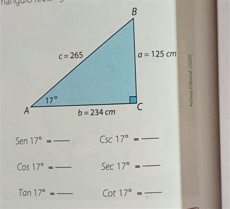 Escribe Las Razones Trigonom Tricas Del Siguientetri Ngulo Rect Ngulo