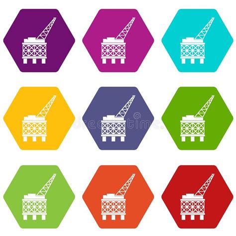 Hexahedron Determinado Del Color Del Icono De La Plataforma Petrolera