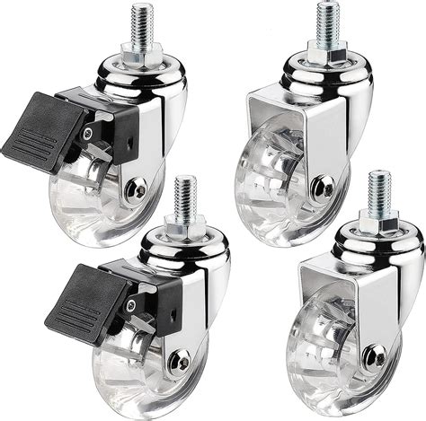 roulettes Pivotantes 50mm Tige Filetée M8 15mm M10 15mm 4 roulettes