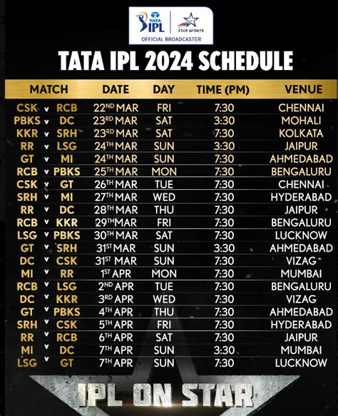 IPL 2024 Full Schedule Finals In Chennai May 26 Full List Of Matches