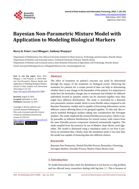 pdf bayesian non parametric mixture model with application to modeling biological markers