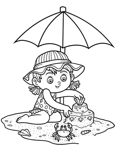 Coloriage Petite Fille Avec Un Crabe T L Charger Et Imprimer Gratuit