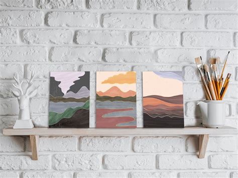 Abstract Landscape Piece Tiny Canvas Wall Art Set Small Mini Canvas