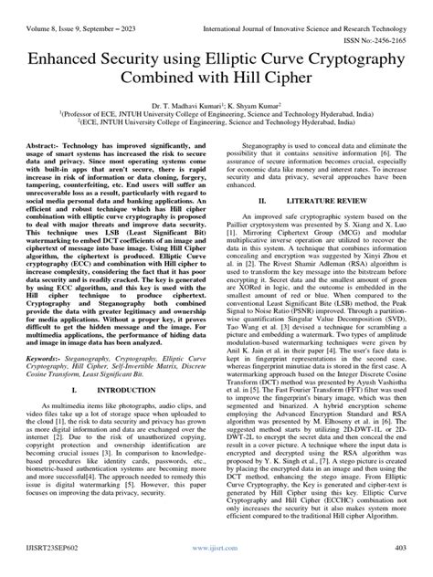 enhanced security using elliptic curve cryptography combined with hill cipher pdf