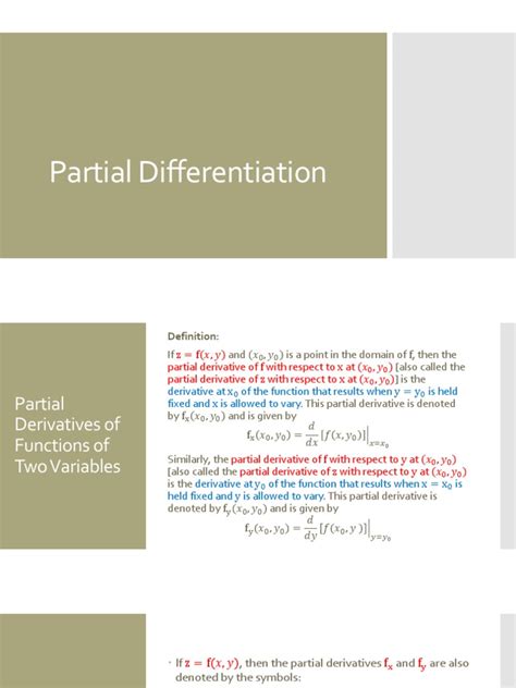 10 partial differentiation pdf derivative function mathematics