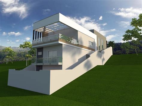 Projeto Casa Sobrado Terreno Em Declive Arquitetura Moderna Estrutura