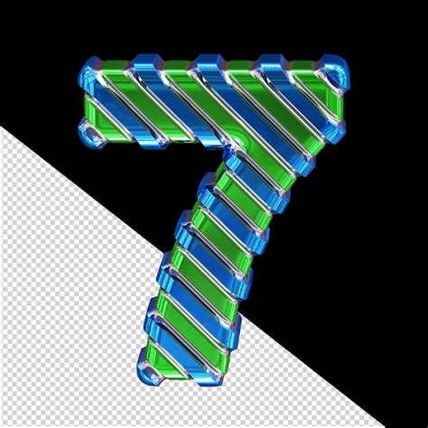 Símbolo verde con correas diagonales azules número 7 Archivo PSD Premium