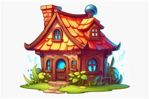 Casa de dibujos animados en el pueblo ilustración vectorial de una casa