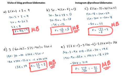 Ecuaciones de primer grado con paréntesis Ejercicios resueltos