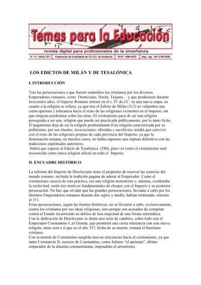 LOS EDICTOS DE MILÁN Y DE TESALÓNICA CCOO