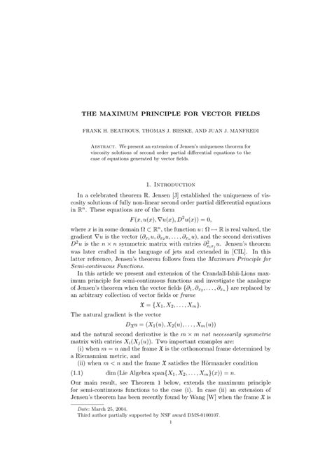 pdf the maximum principle for vector fields