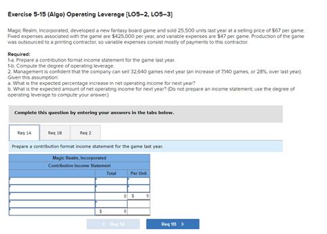 solved exercise 5 15 algo operating leverage [lo5 2