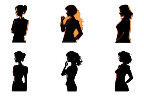 As Mulheres Definem O Vetor Isolado De Silhueta Negra Vetor Premium