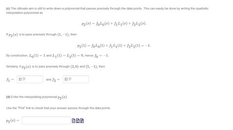 solved find the quadratic polynomial that interpolates the