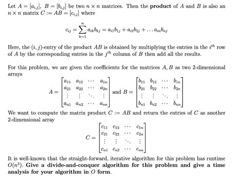 solved let a [aij b [bij] be two n x n matrices then the