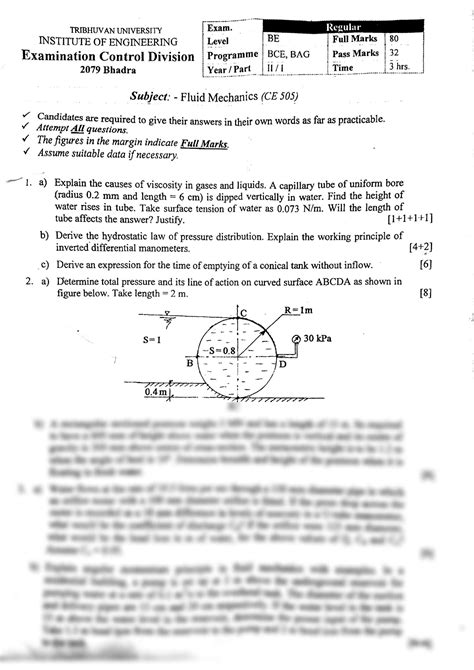 Solution Fluid Mechanics Exam Paper Ad Bs Studypool