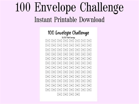 100 Envelope Challenge Printable Savings Challenge Instant Etsy UK