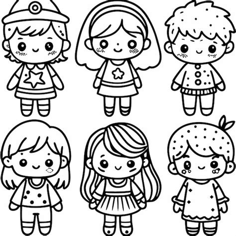 Cute Cartoon Characters With Big Eyes And Happy Faces Ready For