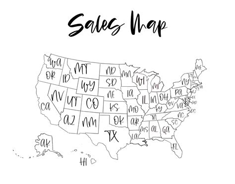 Sales Map Tracker Procreate Or Printable United States Etsy Etsy Hong