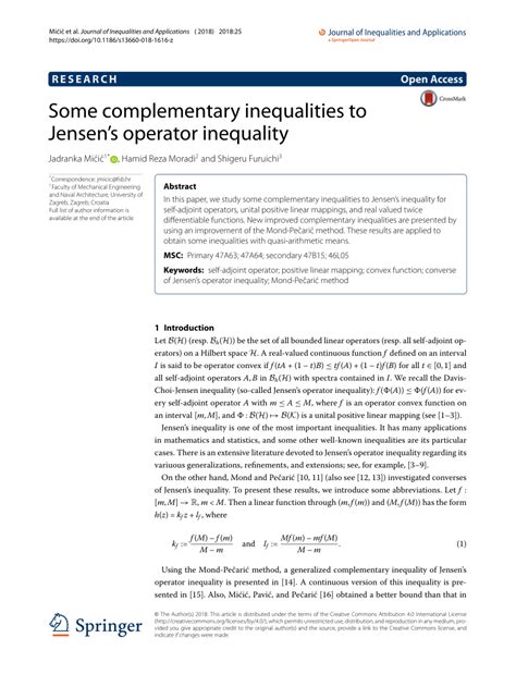 pdf some complementary inequalities to jensen s operator inequality