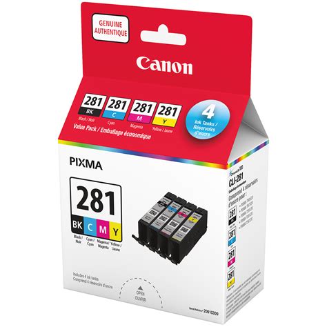 Canon 281 Black Cyan Magenta Yellow Standard Yield Ink Cartridges 4 PK