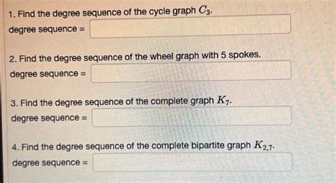 solved 1 find the degree sequence of the cycle graph c3