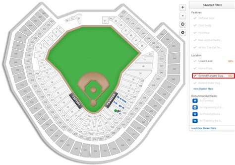 Texas Rangers Globe Life Park Seating Chart Interactive Map Texas