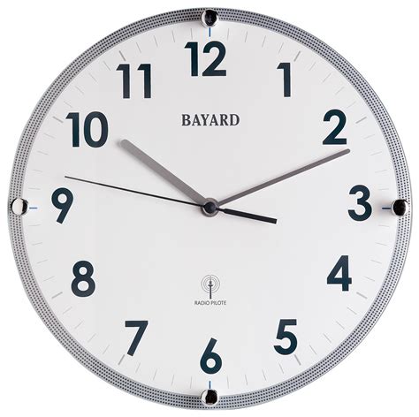 Pendule murale radio pilotée en verre et bois Bayard