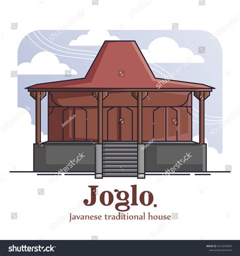Joglo Java Javanese Traditional House Flat Royalty Free Stock