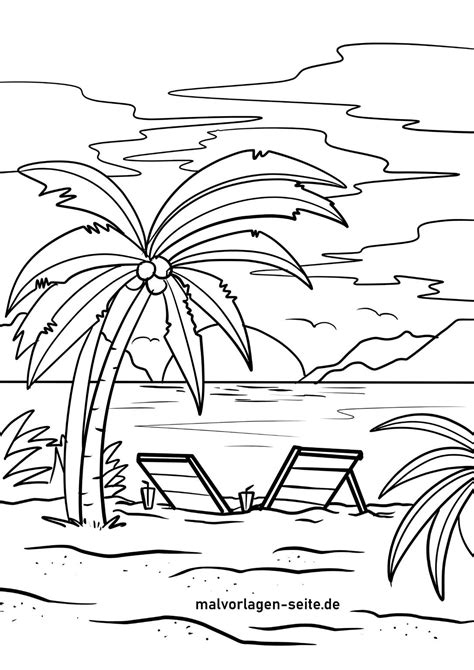 Malvorlage Strand Und Meer Ausmalbild Kostenlos Herunterladen