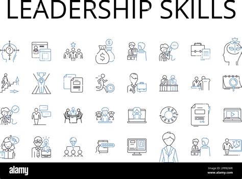 Leadership Skills Line Icons Collection Communication Skills Teamwork