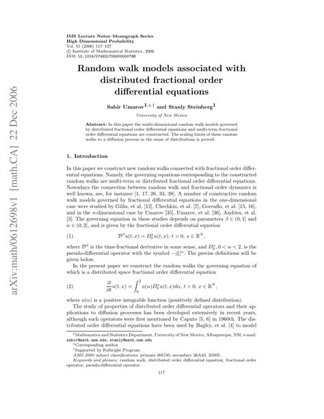 pdf random walk models associated with distributed fractional order differential equations