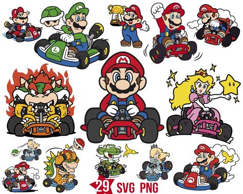 Pack Mario Bros Kart Svg Png Super Mario Kart Svg Boxmediart Svg Cut