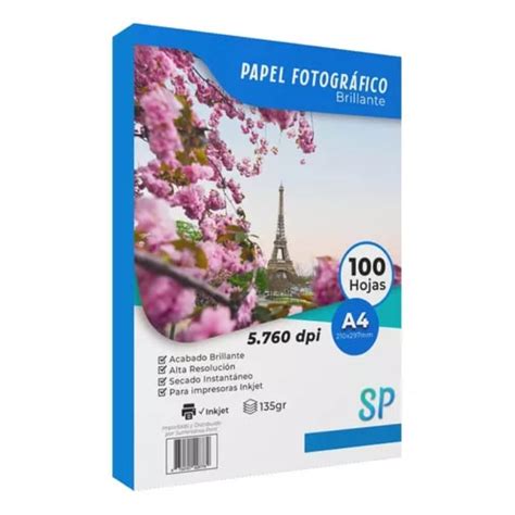 Papel Fotográfico A4 Glossy 135 g Alto Brillo X 100 Hojas Sodimac Chile