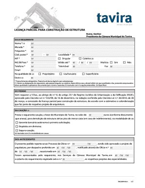 Preenchível Disponível cm tavira Licen a parcial para constru o de