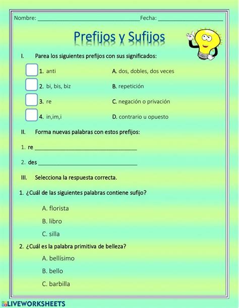 Ejercicios De Prefijos Y Sufijos Pdf
