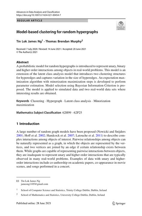 pdf model based clustering for random hypergraphs