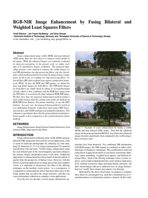 rgb nir image enhancement by fusing bilateral and weighted least squares filters pdf