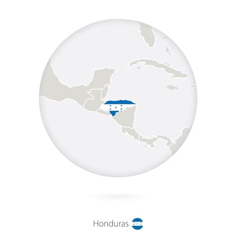 Mapa de honduras y bandera nacional en un círculo contorno de mapa de