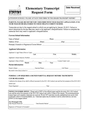 Fillable Online Images Pcmac Elementary Transcript Request Form Fax