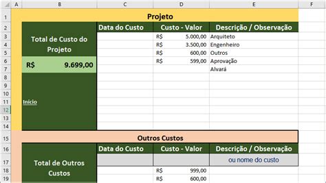 Planilha de Custo para Construção e Reformas
