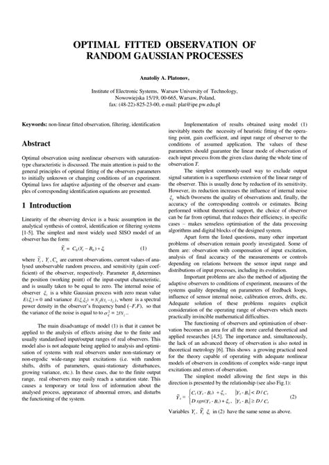 pdf optimal fitted observation of random gaussian processes