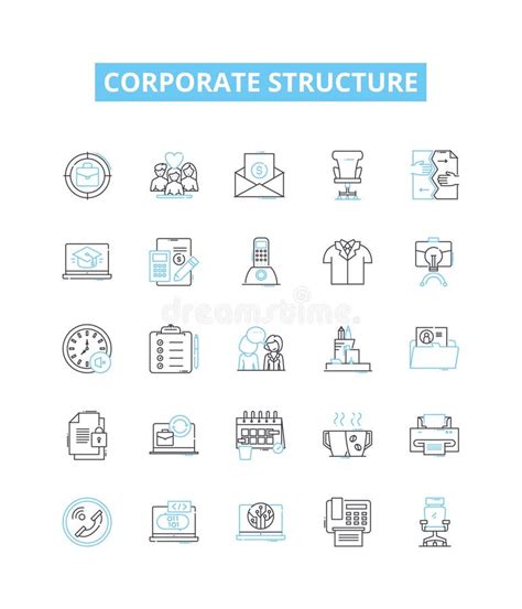 Corporate Structure Vector Line Icons Set Organisation Hierarchy