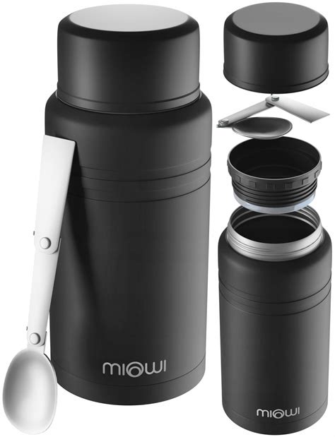 MIOWI TERMOS OBIADOWY NA ZUPĘ ŻYWNOŚĆ POJEMNIK TERMICZNY 750 ML CZARNY