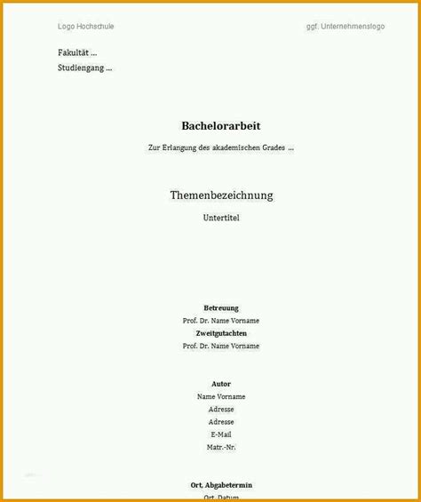 Angepasst Deckblatt Vorlage Word Hausarbeit Kostenlos Vorlagen Und