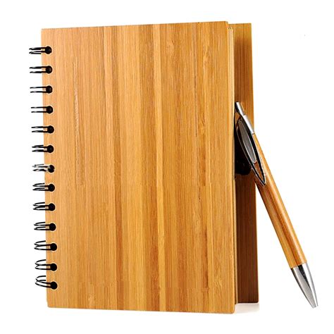 Spiral Notebook With Pen Bamboo Notebooks Environmentally Etsy Uk