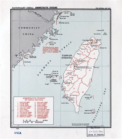 Grande detallado mapa de administrativas divisiones de Taiwán 1962